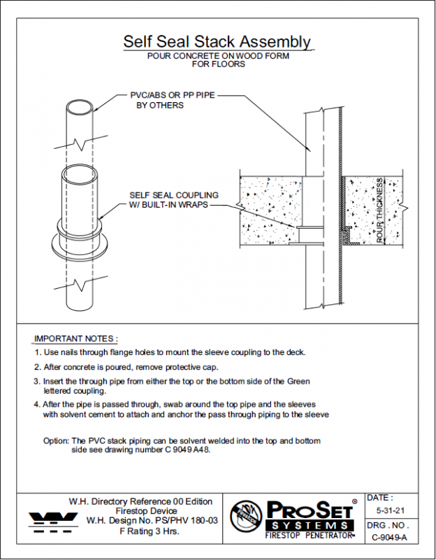 » C-9049-A ~ Self Seal Stack Assembly for Concrete on Wood FormProVent ...