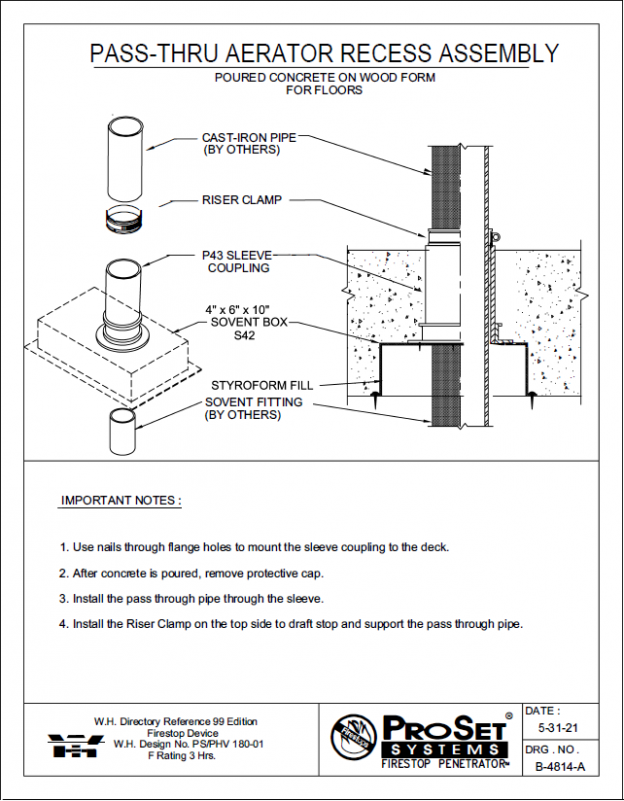 » B-4814-A ~ Sovent Pass Through Stack Box for Concrete on Wood ...