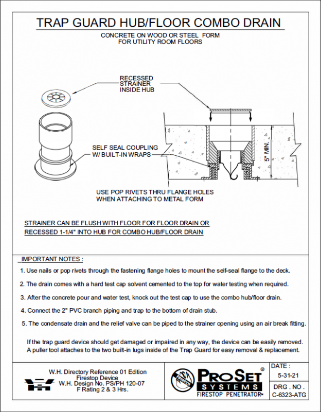 » C-6323-ATG ~ Trap Guard® Hub/Floor Combo DrainProVent Penetration Systems